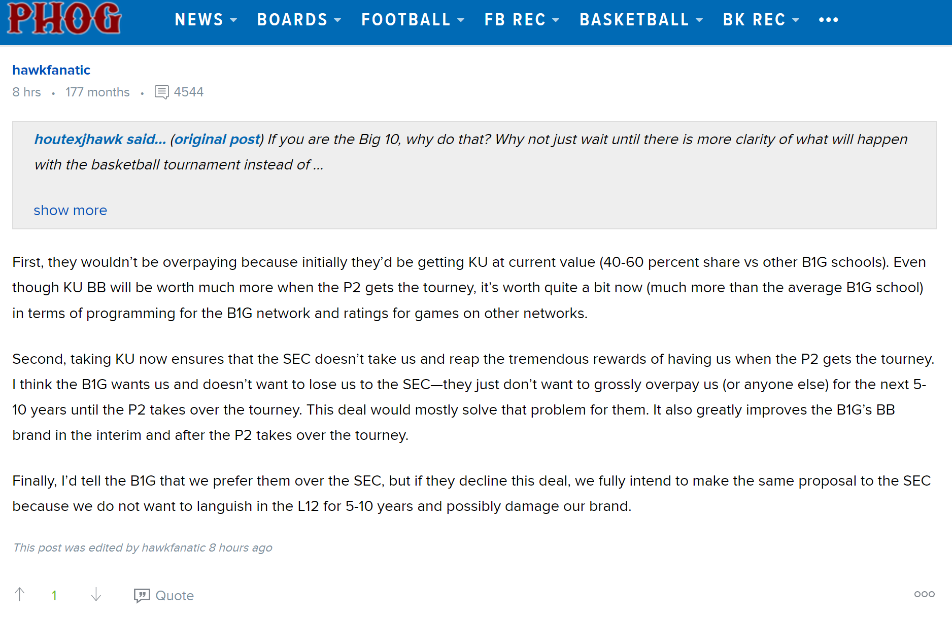 Message Board Geniuses on Twitter: "This #Kansas fan believes that the #B1G and the #SEC are ...