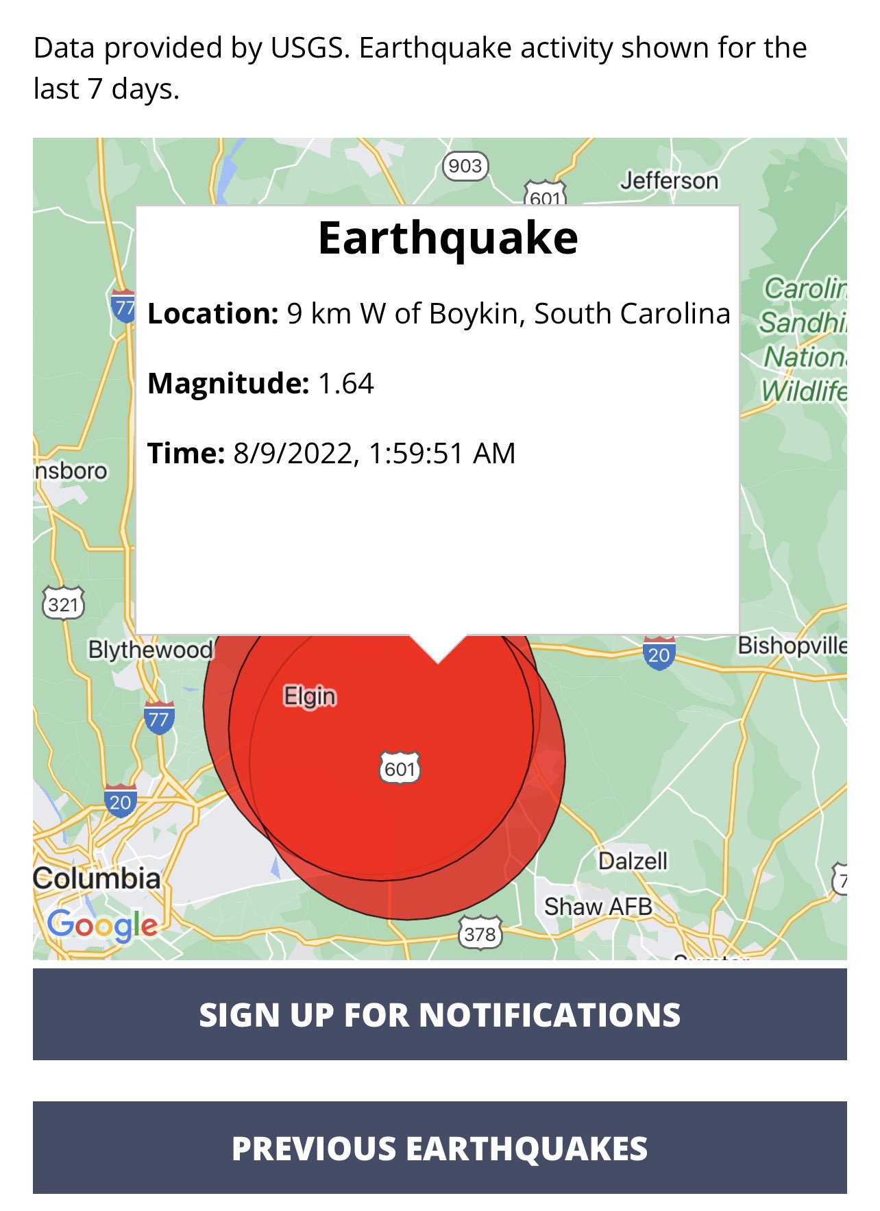 Earthquake Map Magnitude