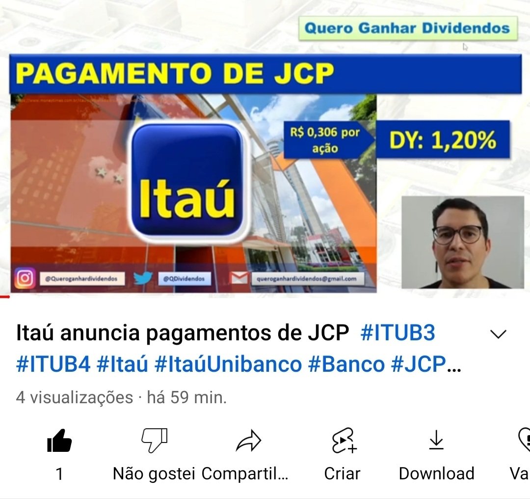 Quero Ganhar Dividendos on Twitter: "Itaú anuncia pagamentos de JCP #ITUB3 #ITUB4 #Itaú # ...