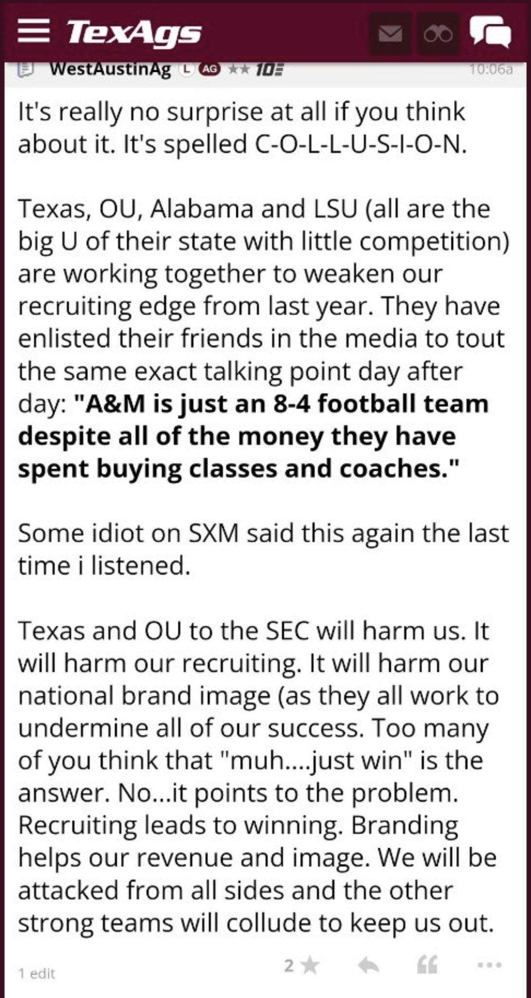 Message Board Geniuses on Twitter: "#Texas, #Oklahoma, #LSU, and #Alabama are all working ...