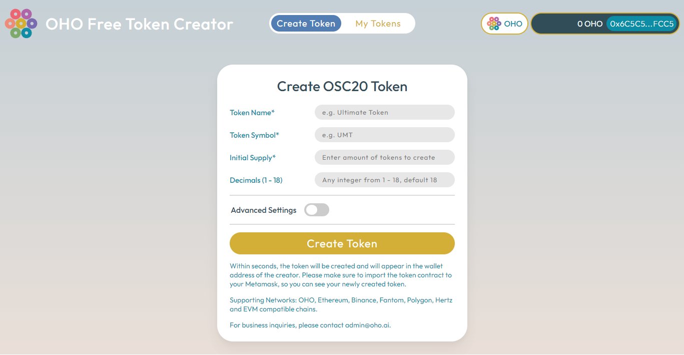 OHO Blockchain on Twitter: "Create token on OHO chain or any EVM compatible chains for free here ...