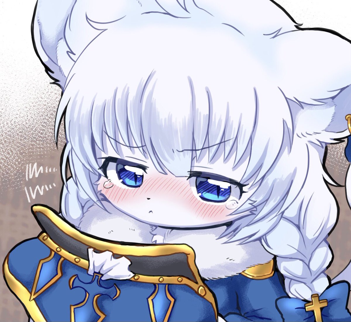 1girl furry female blue eyes furry animal ears blush braid illustration images