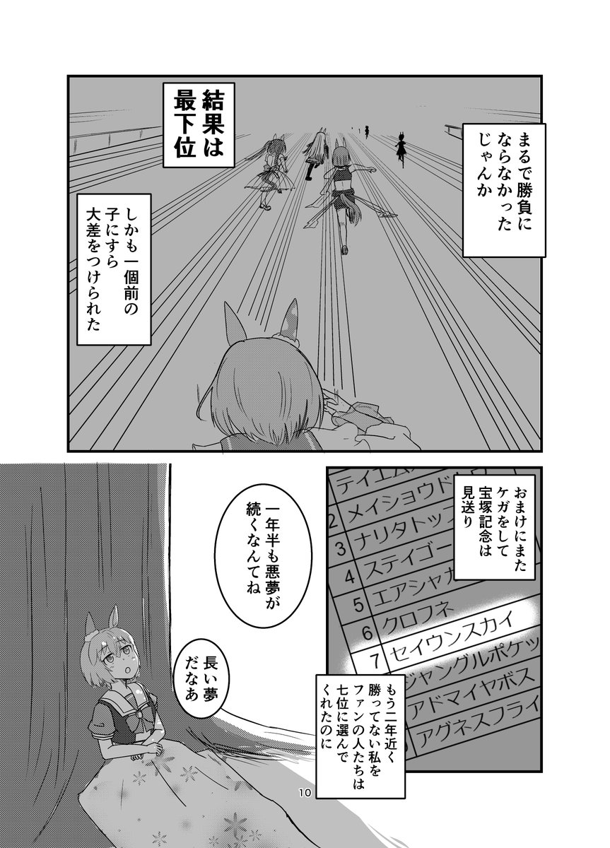 セイウンスカイ「セイウンスカイが引退と決断を迫られる漫画(1/8)」梅色日和@(土)東ロ18bの漫画