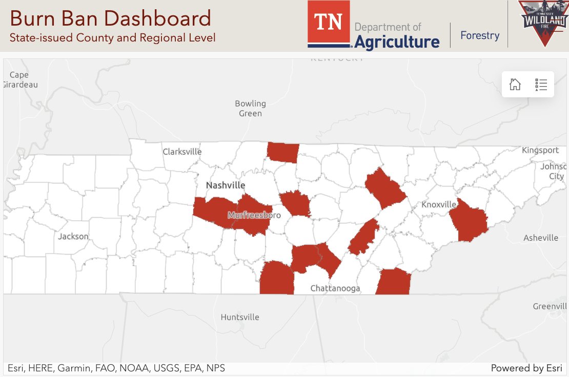 Tennessee Map Of Wildfires Burning Now Several Wildfires Burning In