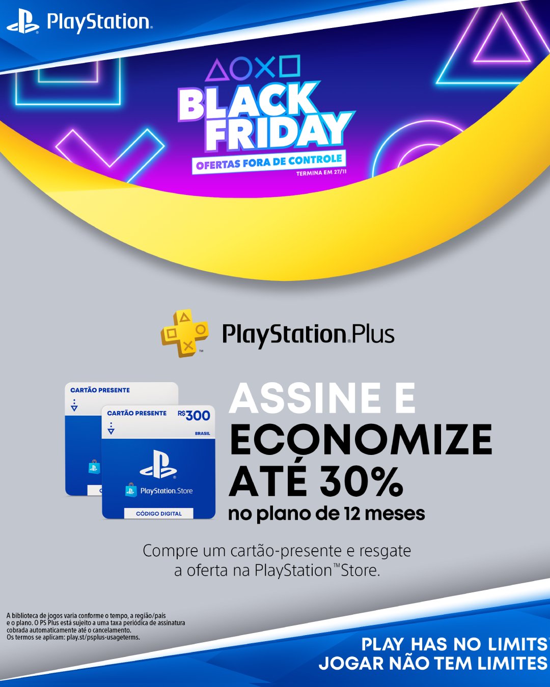 Hype Games on X Chegou a hora Black Friday PlayStation com sua assinatura custando ate 30 menos Garanta ja seu gift card no Hype e resgate na PlayStation Store o beneficio. Aproveite