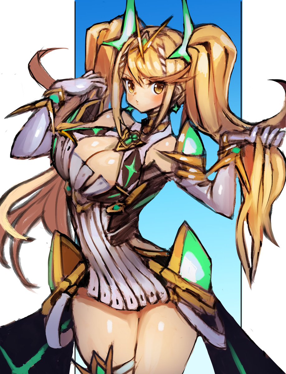 ヒカリ(ゼノブレイド2) 「ツインテヒカリ #いいツインテールの日」|だくす太@skeb（OC only.）のイラスト