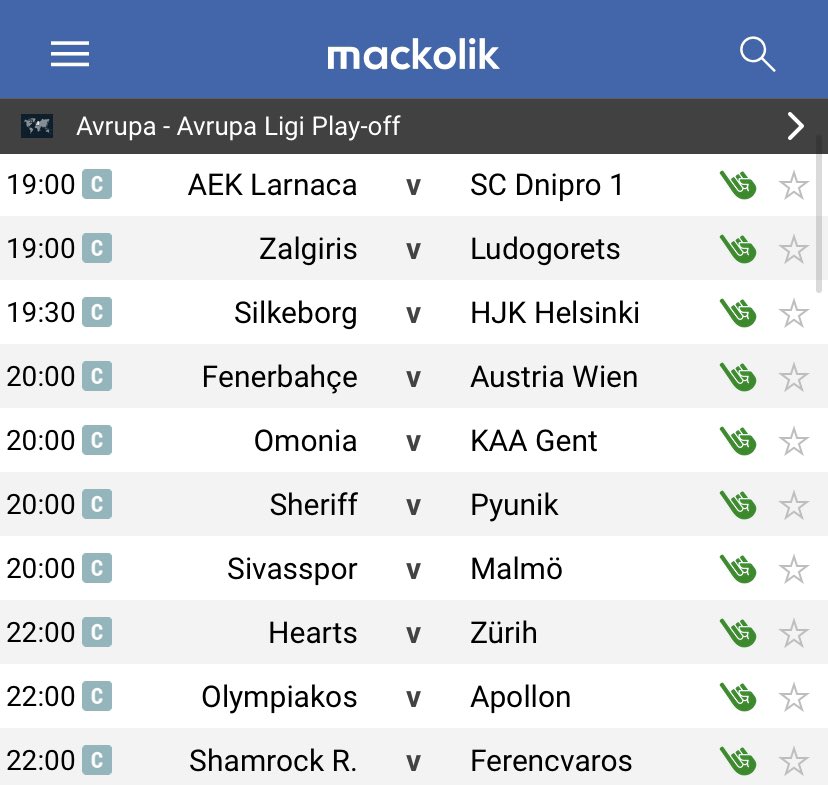 mackolik on Twitter: "🏆 Avrupa Ligi’nde günün programı. https://t.co/Qtxam66tXX" / Twitter