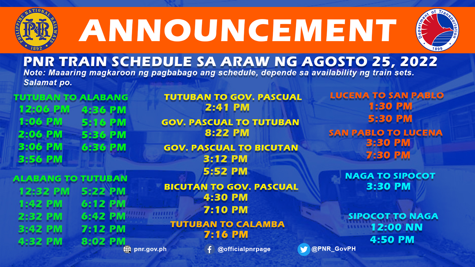 PNR_GovPH on Twitter: PNR_GovPH on Twitter: