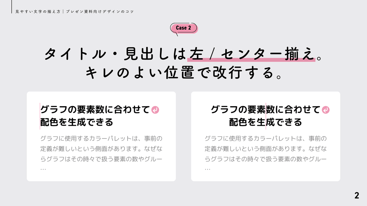 プレゼンデザイン On Twitter 【 再掲 】見やすい文字の揃え方|プレゼン資料向けデザインのコツ