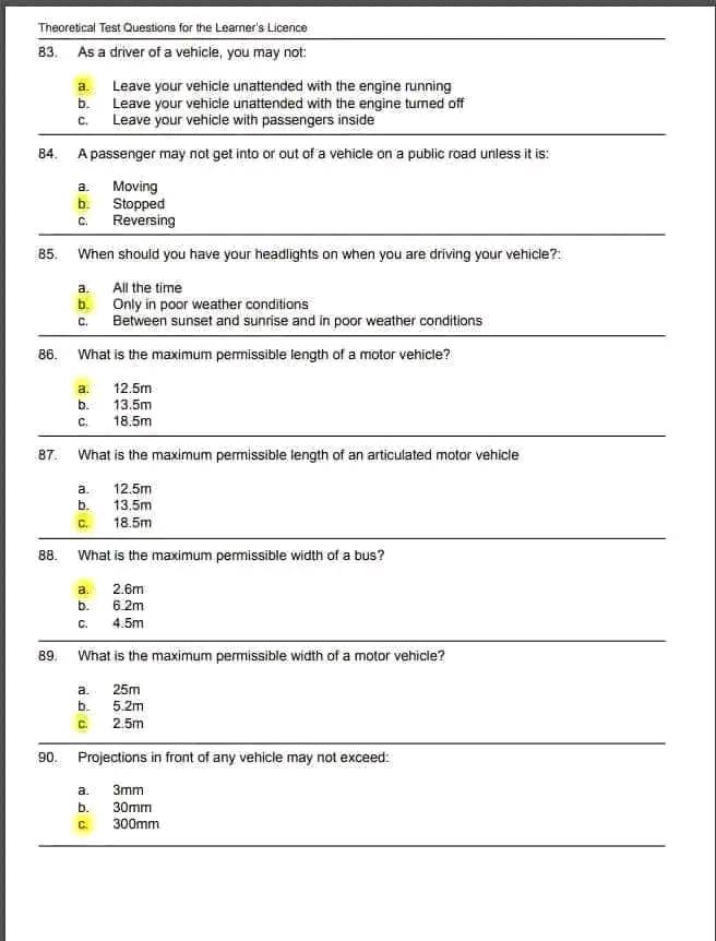 LEANER'S LICENSE- Test Questions and answers. - Thread from Mpho dee ...
