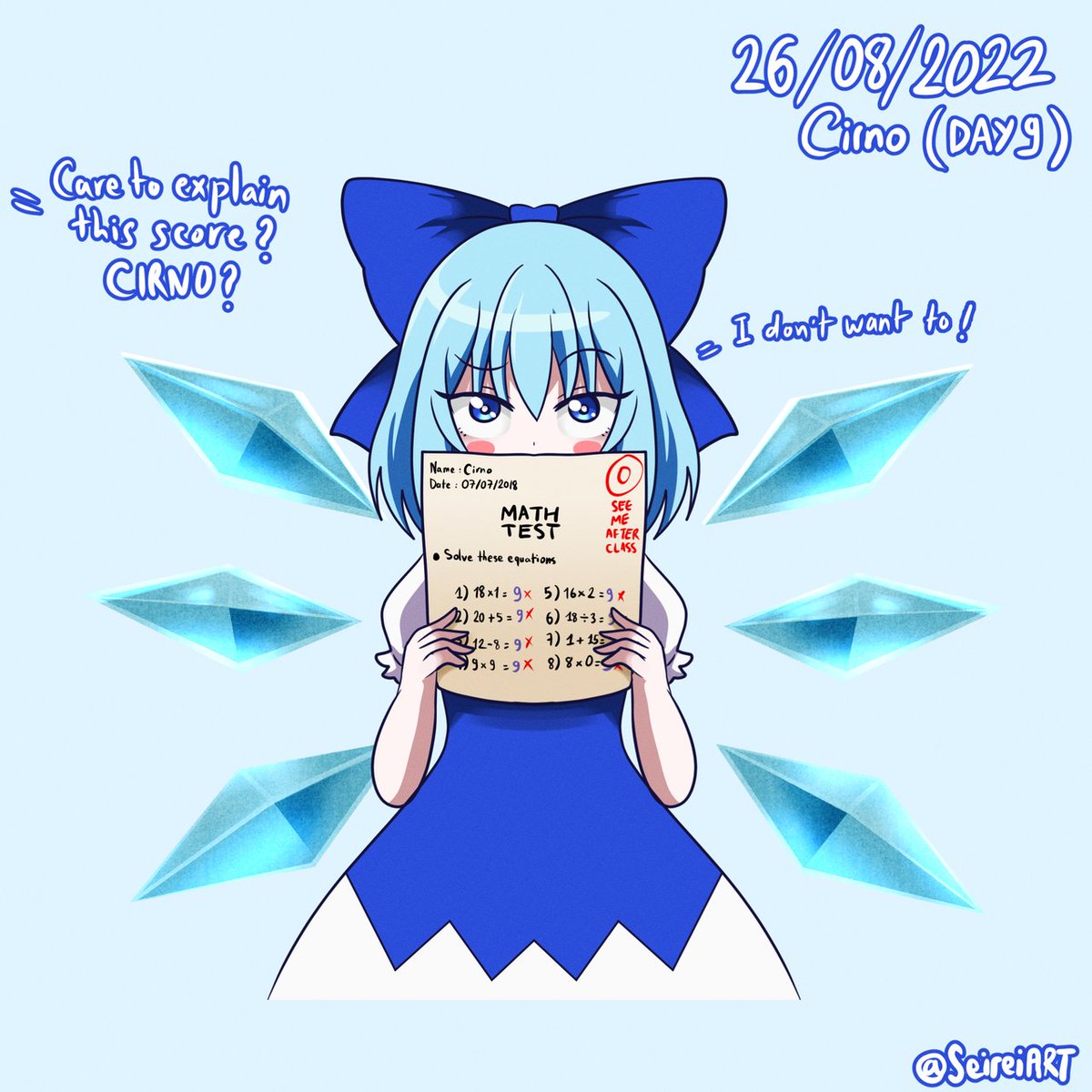 SeireiART on Twitter: ""Cirno" ART (Day 9) How could you fail a simple elementary school math ...
