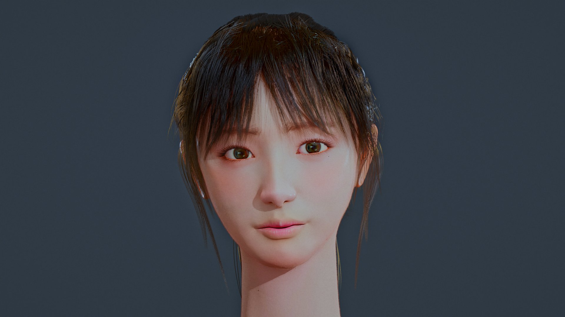 Nori 3DCG on Twitter: "blenderで人の顔をつくりました。 髪の毛と眉毛を時間かけてつくりました。 少し目の大きさ変えたり輪郭変えただけで 印象が変わるから人の顔は奥 ...