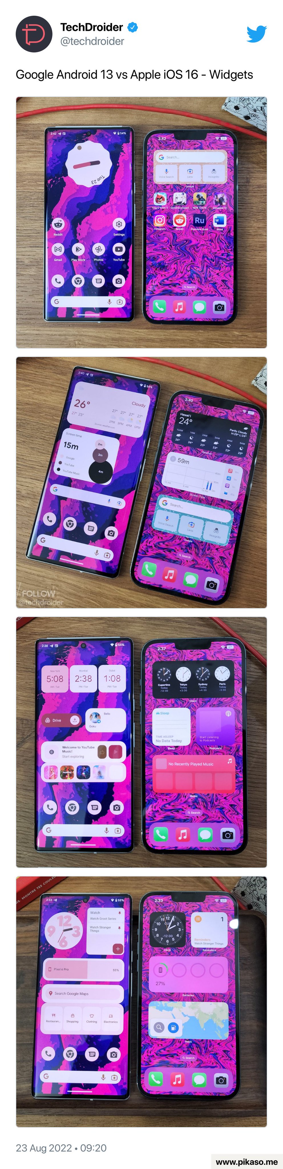 TechDroider on Twitter: "Google Android 13 vs Apple iOS 16 - Widgets https://t.co/2EbFbaj2va ...