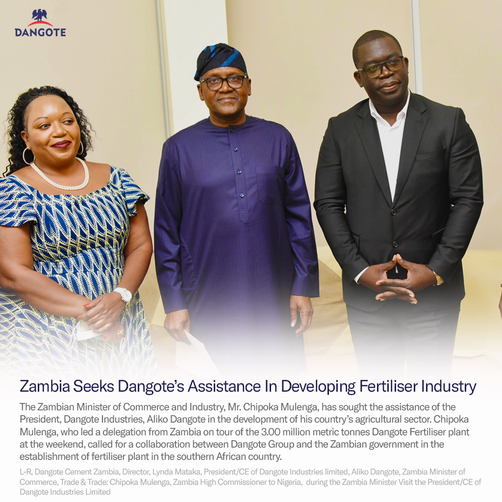 Dangote Group on Twitter: "Mr Chipoka Mulenga, Minister of Commerce and Industry for Zambia has ...