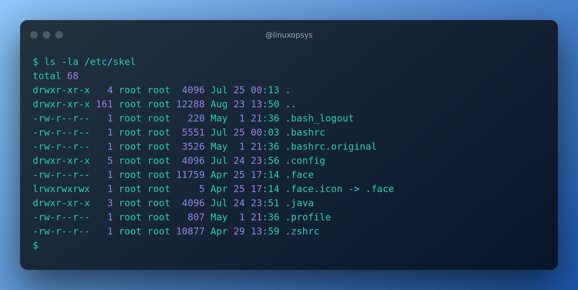 Linuxopsys On Twitter The Files Can Be Found In The Etcskel Directory On Many Linux Systems 