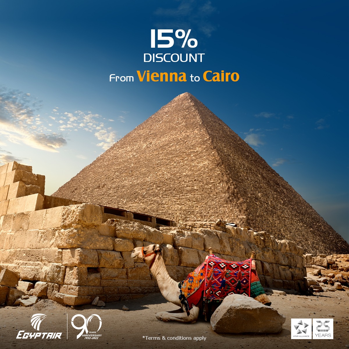 EGYPTAIR on Twitter: "Enjoy a 15% discount on your #EGYPTAIR flight ticket from Vienna to Cairo ...