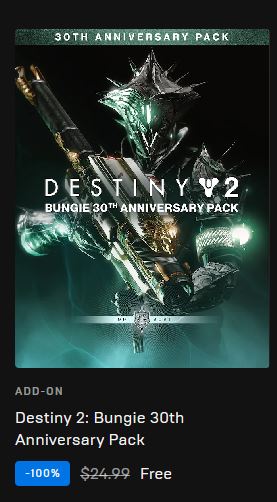 (PCDD) Destiny 2: Bungie 30th Anniversary Pack is Free via The Epic ...