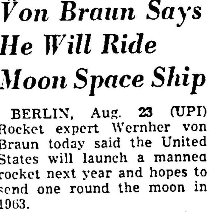 Chasing The Moon: The Book on Twitter: "August 23, 1960: Wernher von Braun predicts a human ...