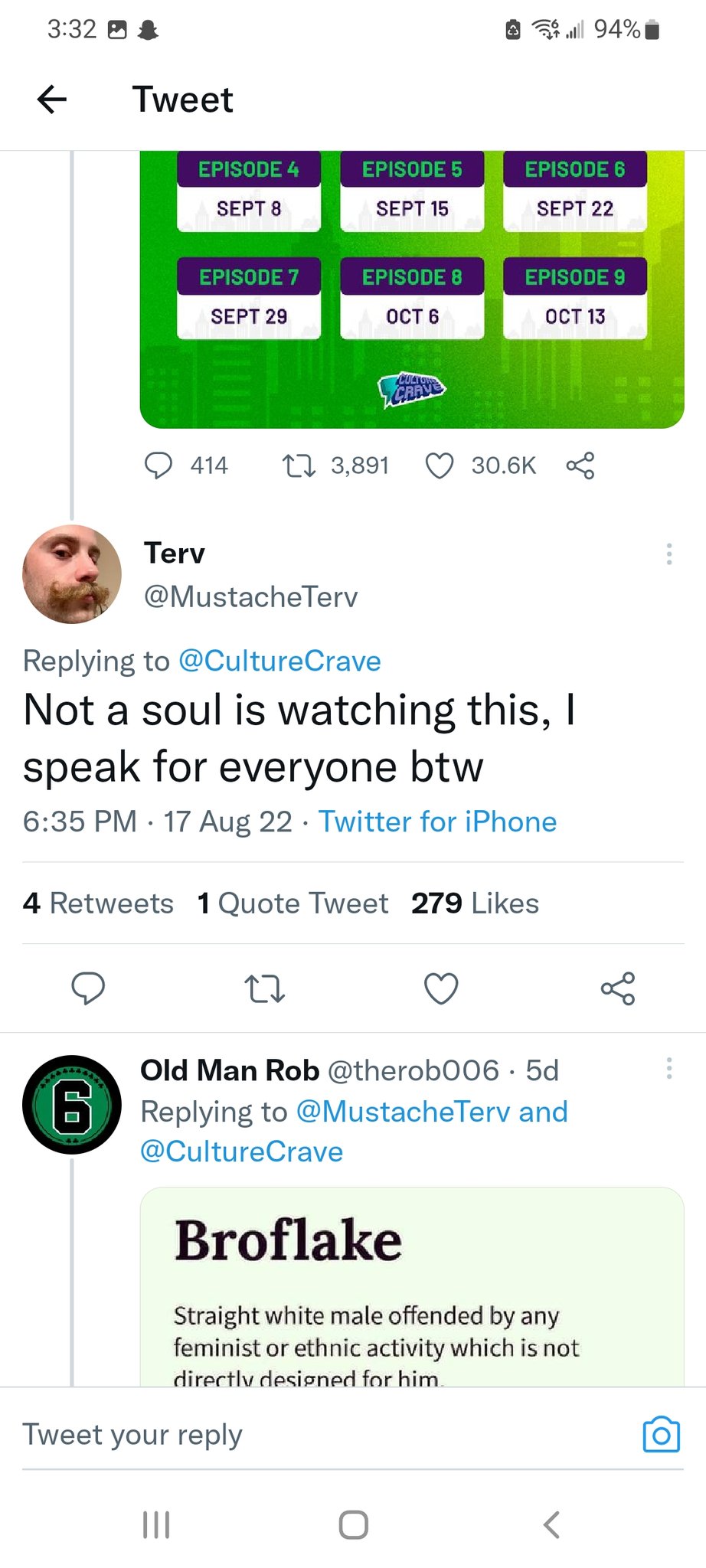 therob006 (on Hive) on Twitter: "@MustacheTerv @CultureCrave Tell me you are a troll without ...