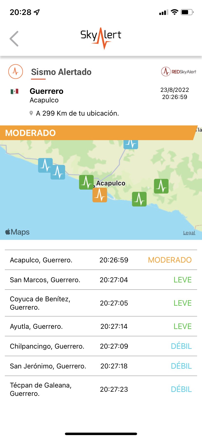SkyAlert on Twitter: "#SísmoDetectado por @REDSkyAlert con intensidad «moderada» en Acapulco ...