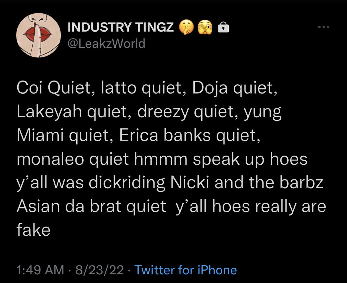Female Rap Game on Twitter: "First they cry bc they want Latto to publicly acknowledge Nicki’s ...