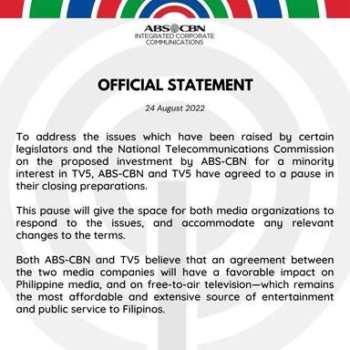 ABS-CBN News on Twitter: "READ: Official statement of ABS-CBN regarding the issues raised by ...