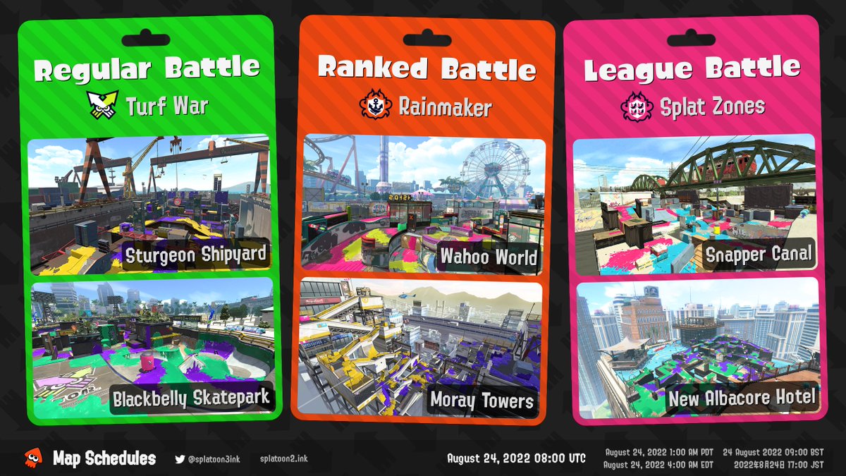 Splatoon3.ink on Twitter: "Splatoon 2 map rotation: Ranked game mode: Rainmaker, League game ...