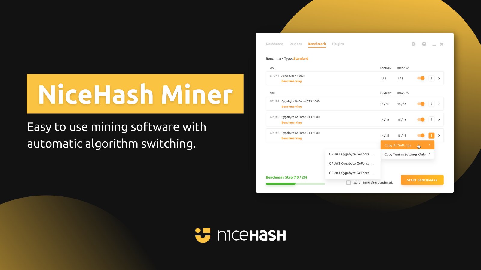 NiceHash on Twitter: "NiceHash Miner benchmarks all your devices and automatically mines the ...