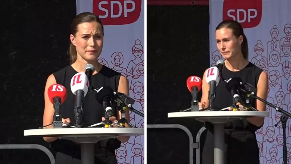 PM Sanna Marin starts to cry while holding a speech at party event in ...