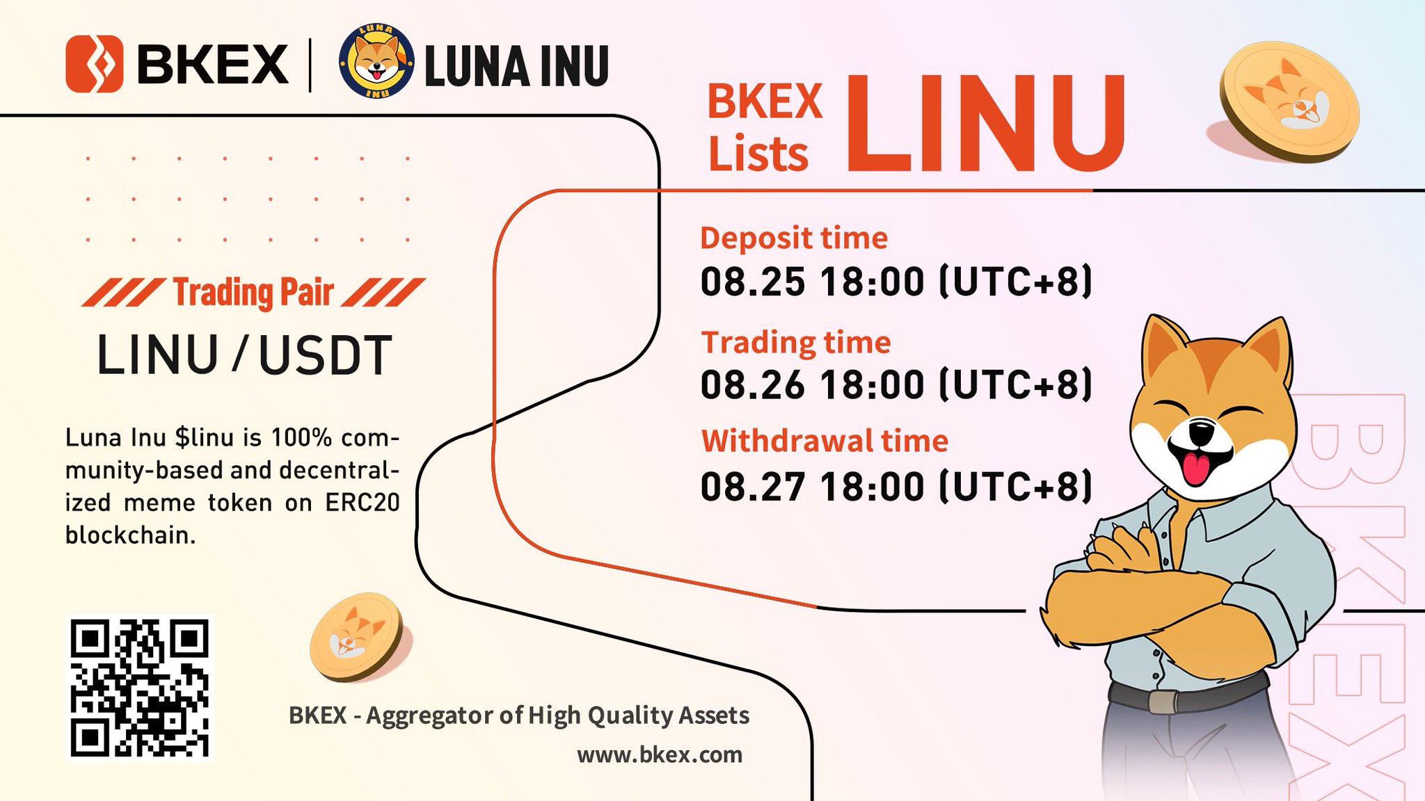 BKEX on Twitter: "#BKEX New Listing | @Luna_Inu_ERC20 🔶#BKEX will list #LINU/USDT🚀🚀 🔸Token type ...