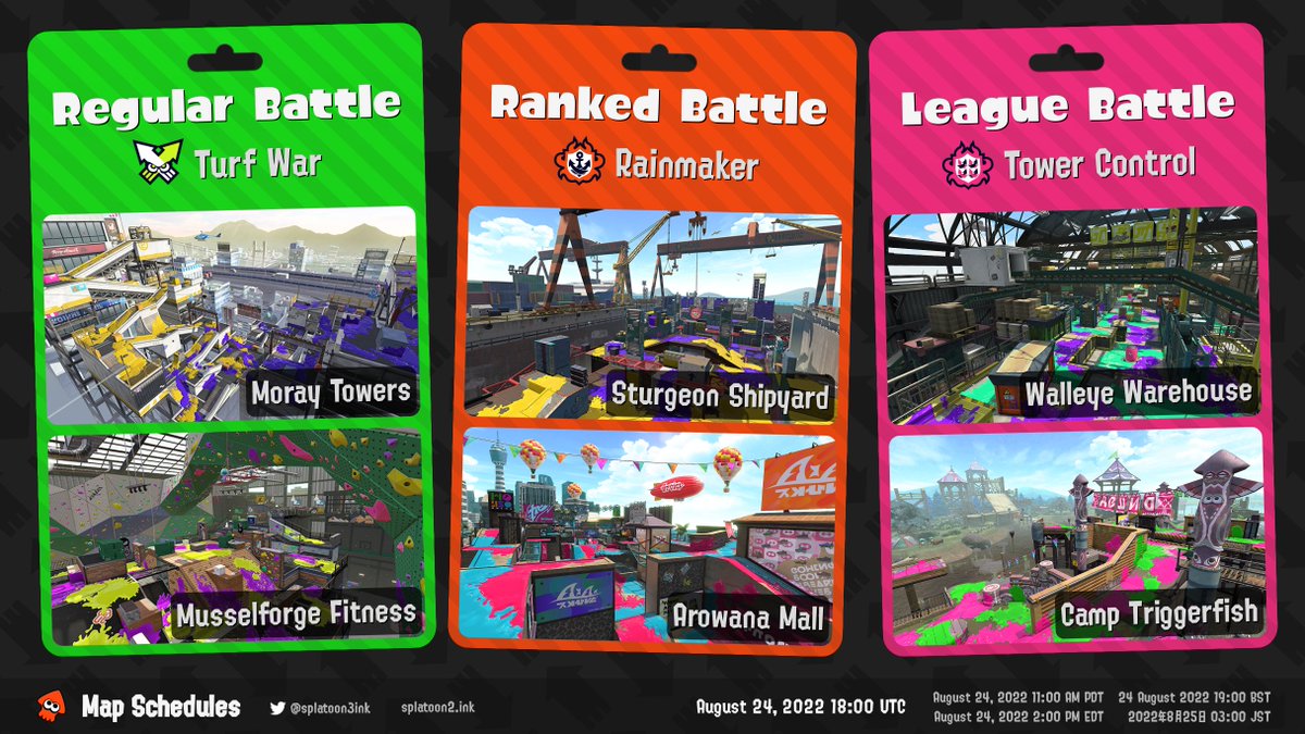 Splatoon3.ink on Twitter: "Splatoon 2 map rotation: Ranked game mode: Rainmaker, League game ...