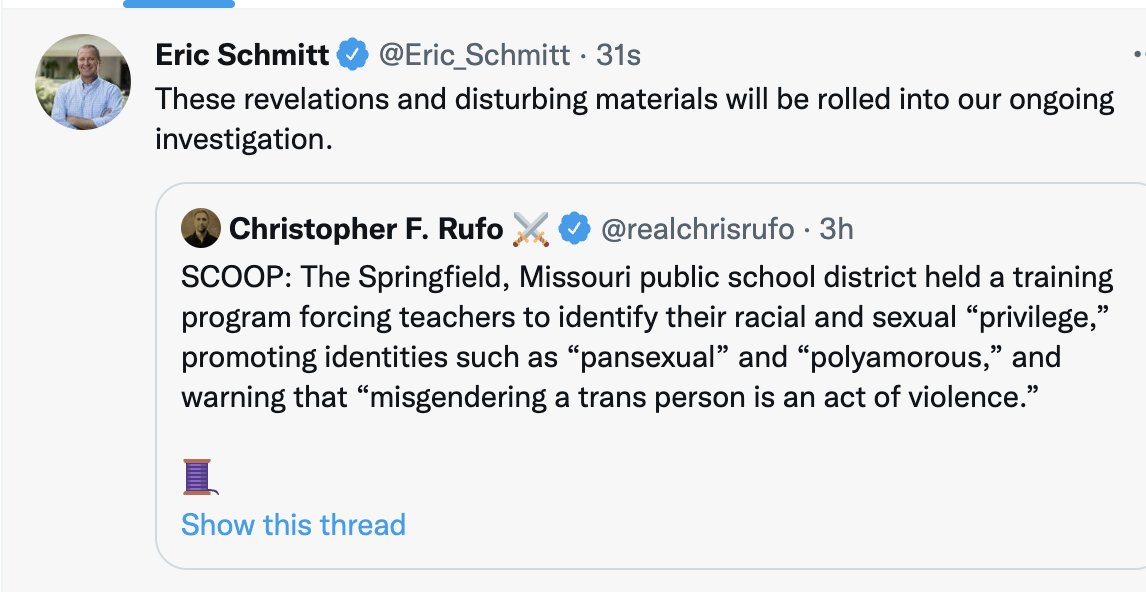Christopher F. Rufo ⚔️ on Twitter: "BREAKING: Missouri AG @Eric_Schmitt announces that he is ...