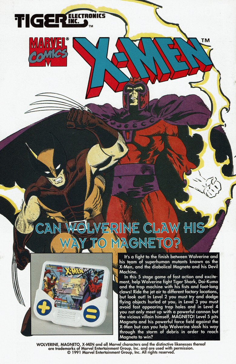 X-Men - Tiger Electronic Hand-Held Game ad (1991) VideoGameArt&Tidbits ...