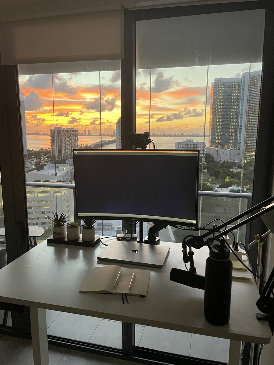 Miami condo desk setup complete ☀️ Easy to get a good bit of work done ...