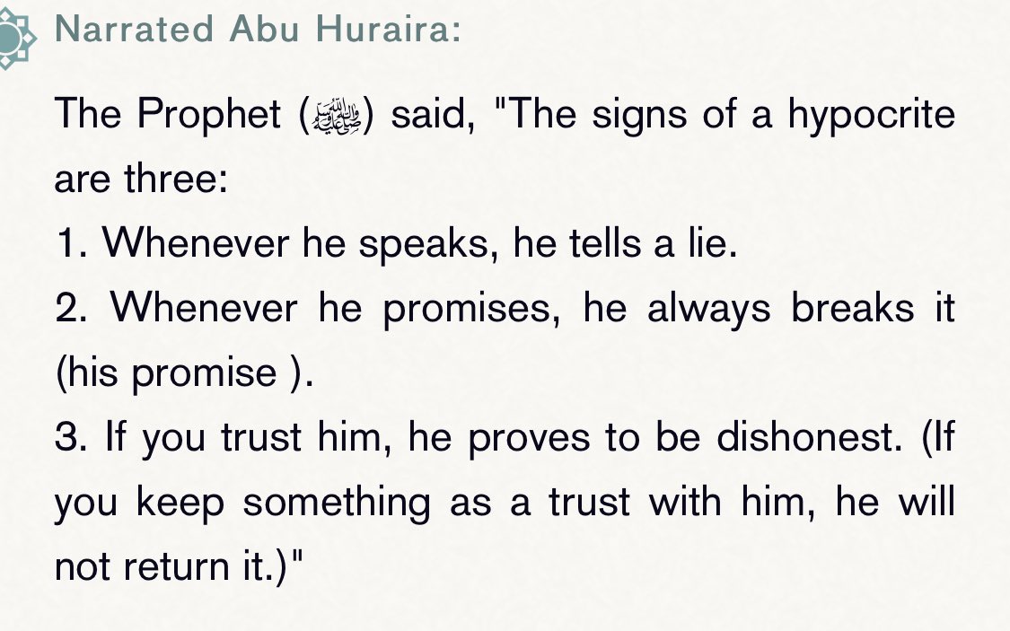 Some traits of a munafiq; (Feel free to add to the thread if you have ...