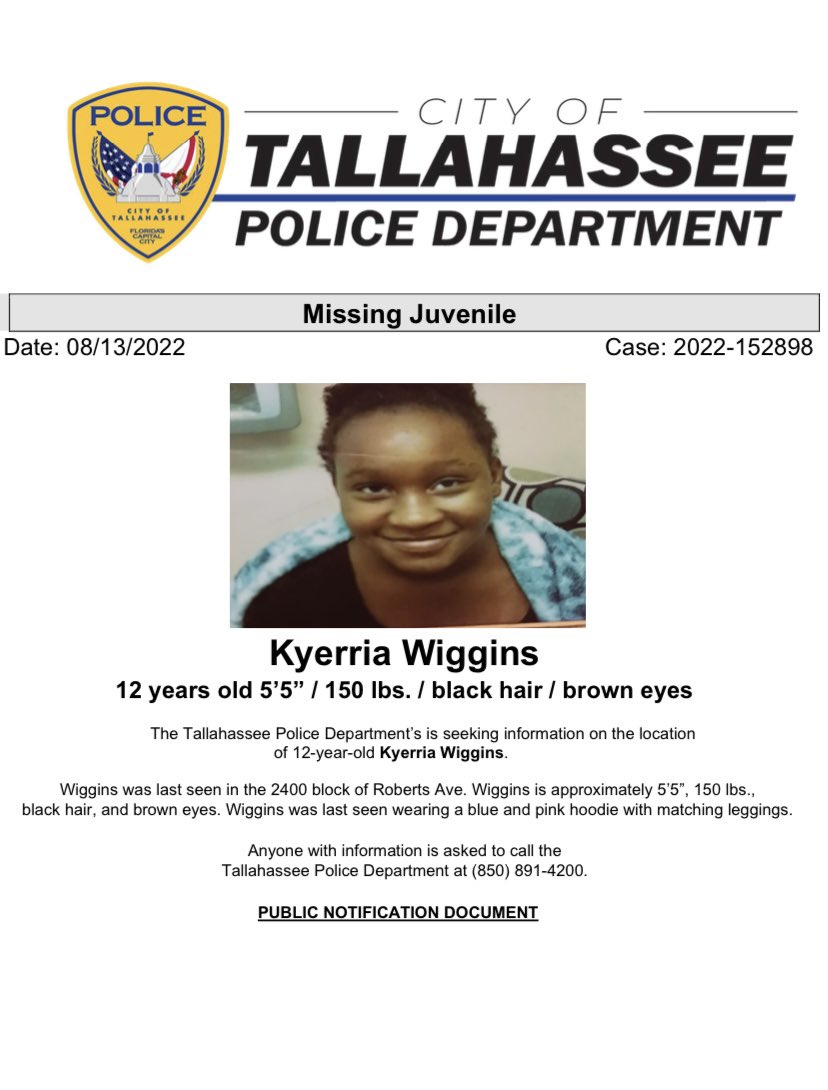 Tallahassee Police On Twitter Please Share To Help Locate This