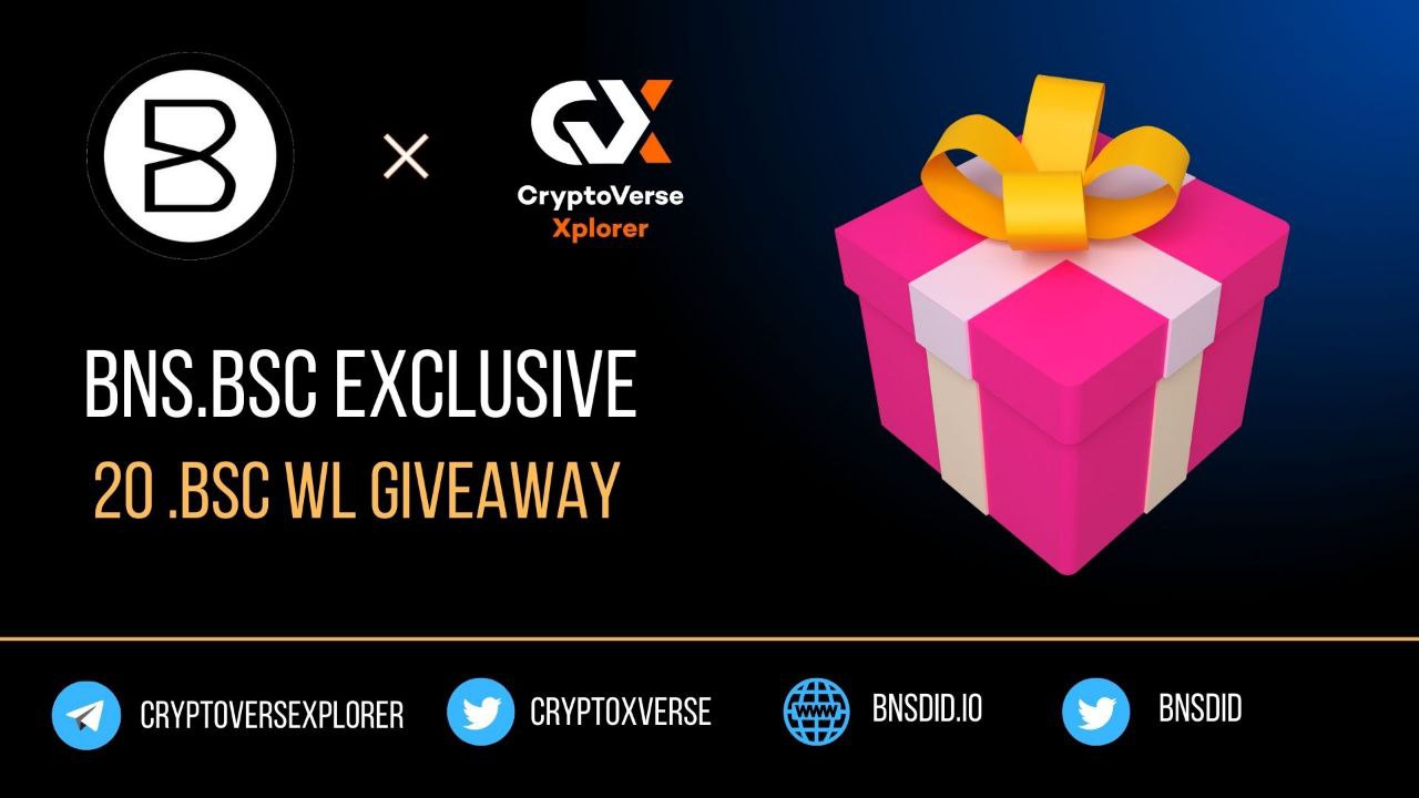 CryptoVerse Xplorer on Twitter: "CryptoVerse Xplorer x BNS.bsc WL Giveaway! 🎁 20 BNS.bsc Domain ...