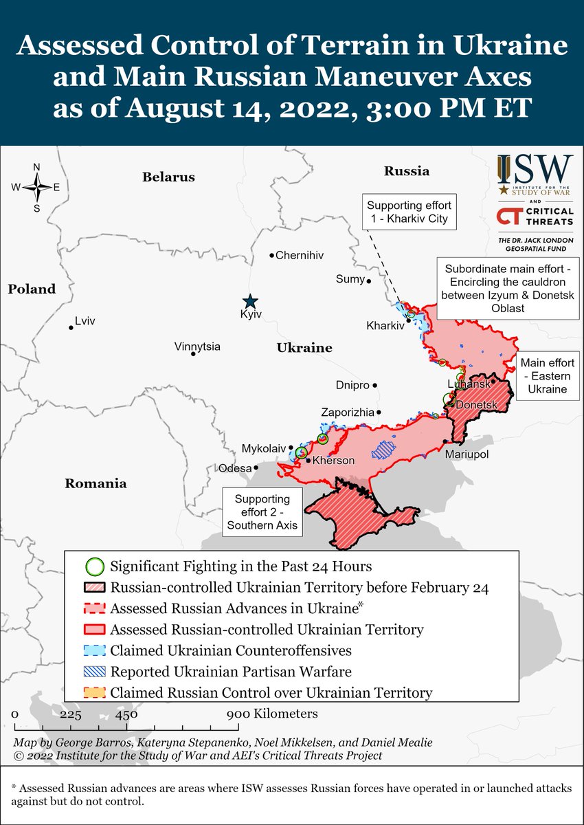 Here are the August 14 control-of-terrain maps for #Russia's invasion ...