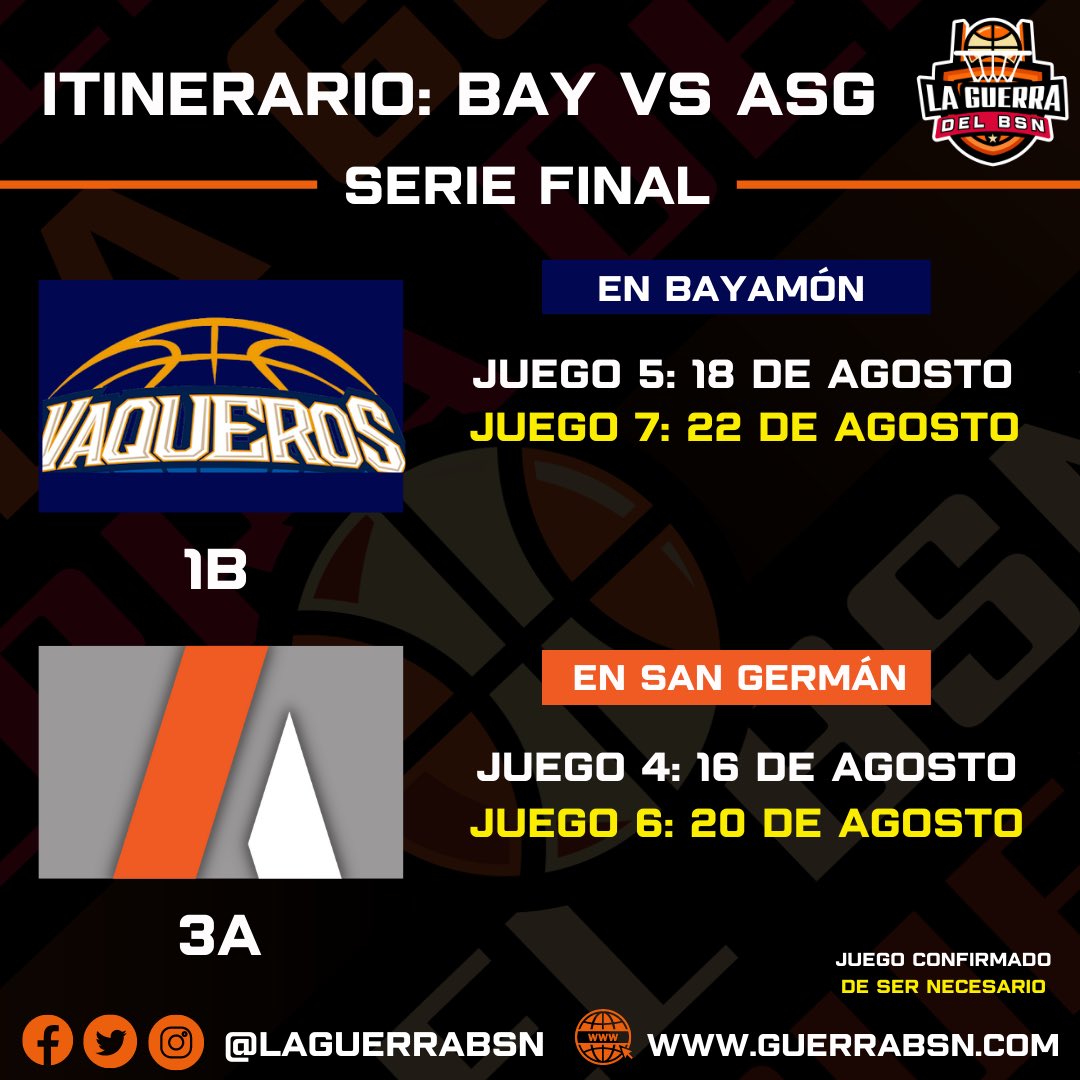 La Guerra del BSN on Twitter: "#BSNPR | [FOTO]: Nuevo calendario de la Serie Final 2022 tras la ...