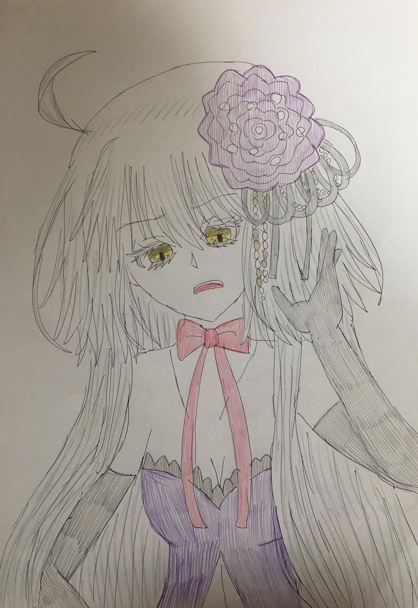 FGO「FGOアーケード・マイルーム撮影会でのオルタちゃん写経④ マイルーム撮影会で発見」|いまゆオルタのイラスト