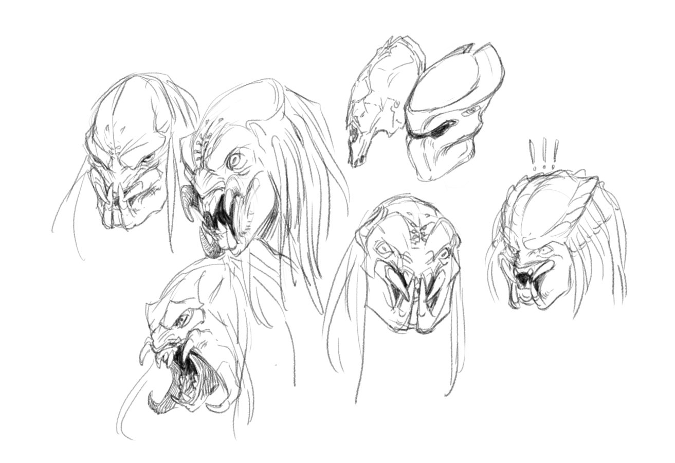 Predator Face Drawings Predator (original Scratchboard) — Artness!
