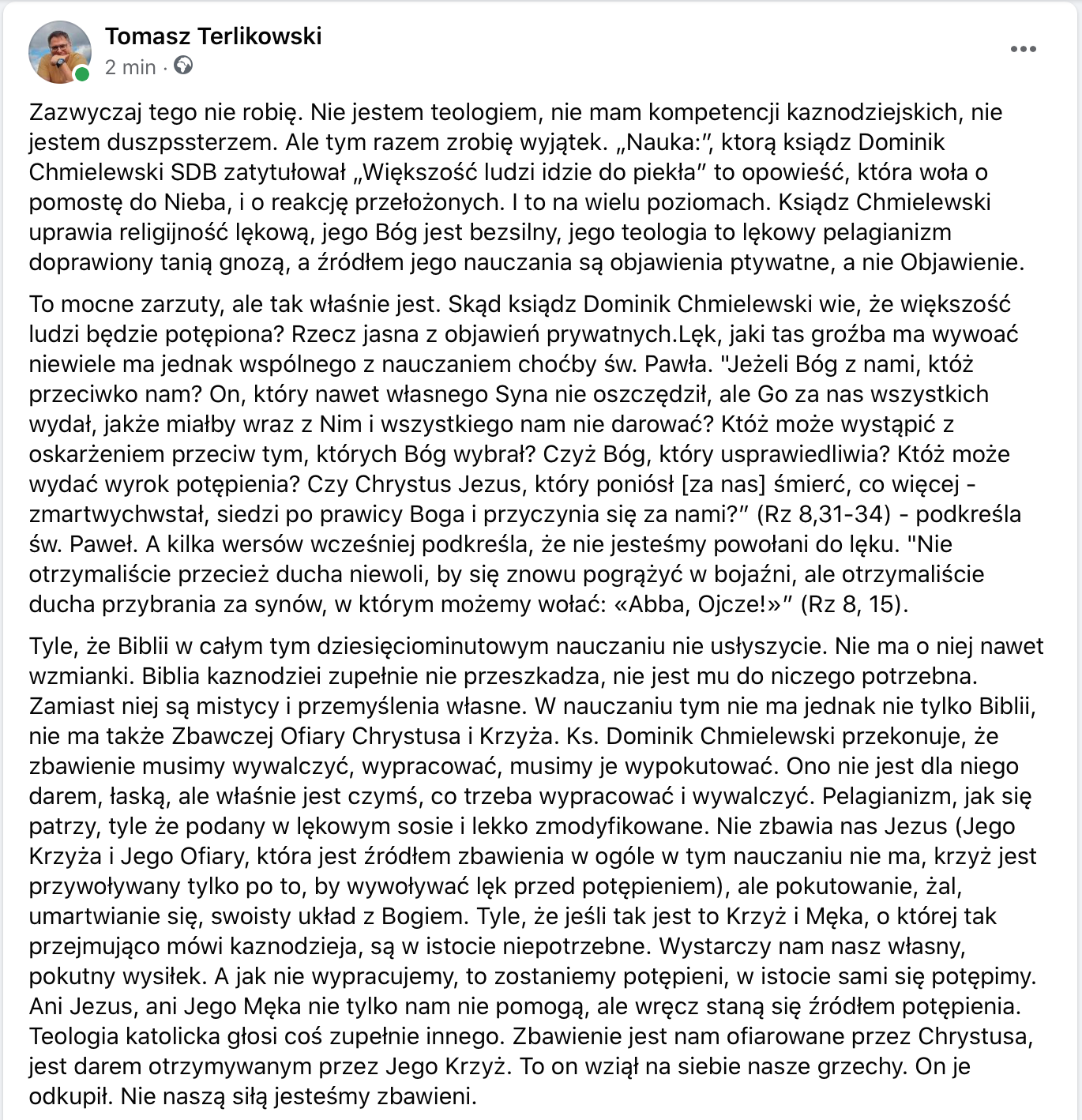 Tomasz Terlikowski on Twitter: "Nauka, którą ksiądz Chmielewski SDB zatytułował „Większość ludzi ...
