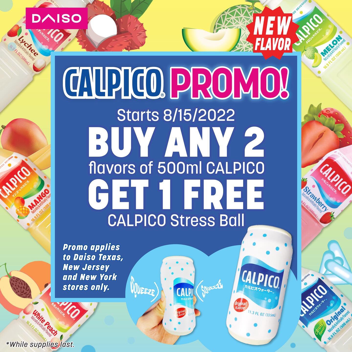 Daiso USA Official on Twitter: " EXCITING CALIPICO PROMO! Buy any 2 flavors of 500ml Calpico ...