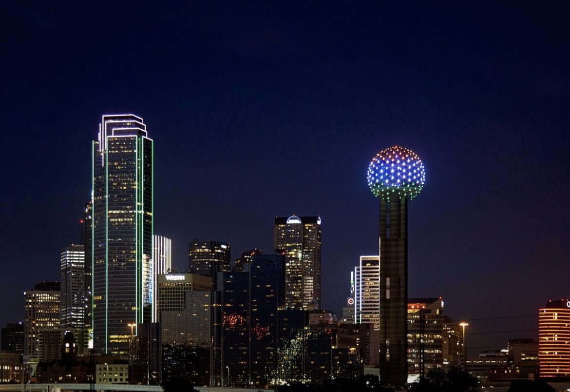 Dallas Skyline At Night Red Downtown Dallas Night Photograph, Red