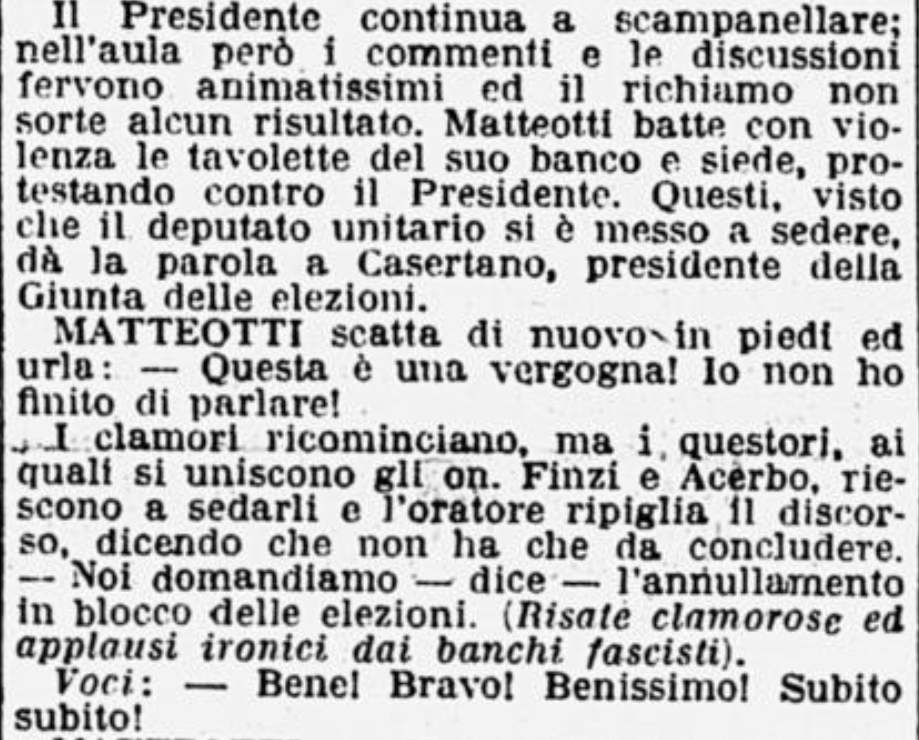 Italia - 30 maggio 1924, Discorso alla Camera dei Deputati di denuncia ...