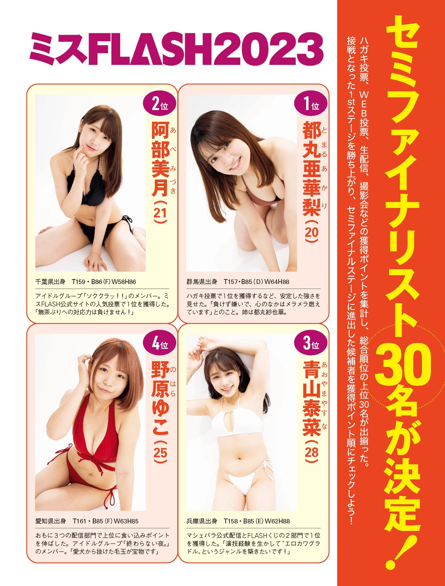 週刊FLASH編集部 on Twitter: "【8月17日11時現在予約状況】 #ミスFLASH2023 9月6日発売号で「推しメンを目立たせよう」企画。上位3名が大きく扱われます。 1位 ...