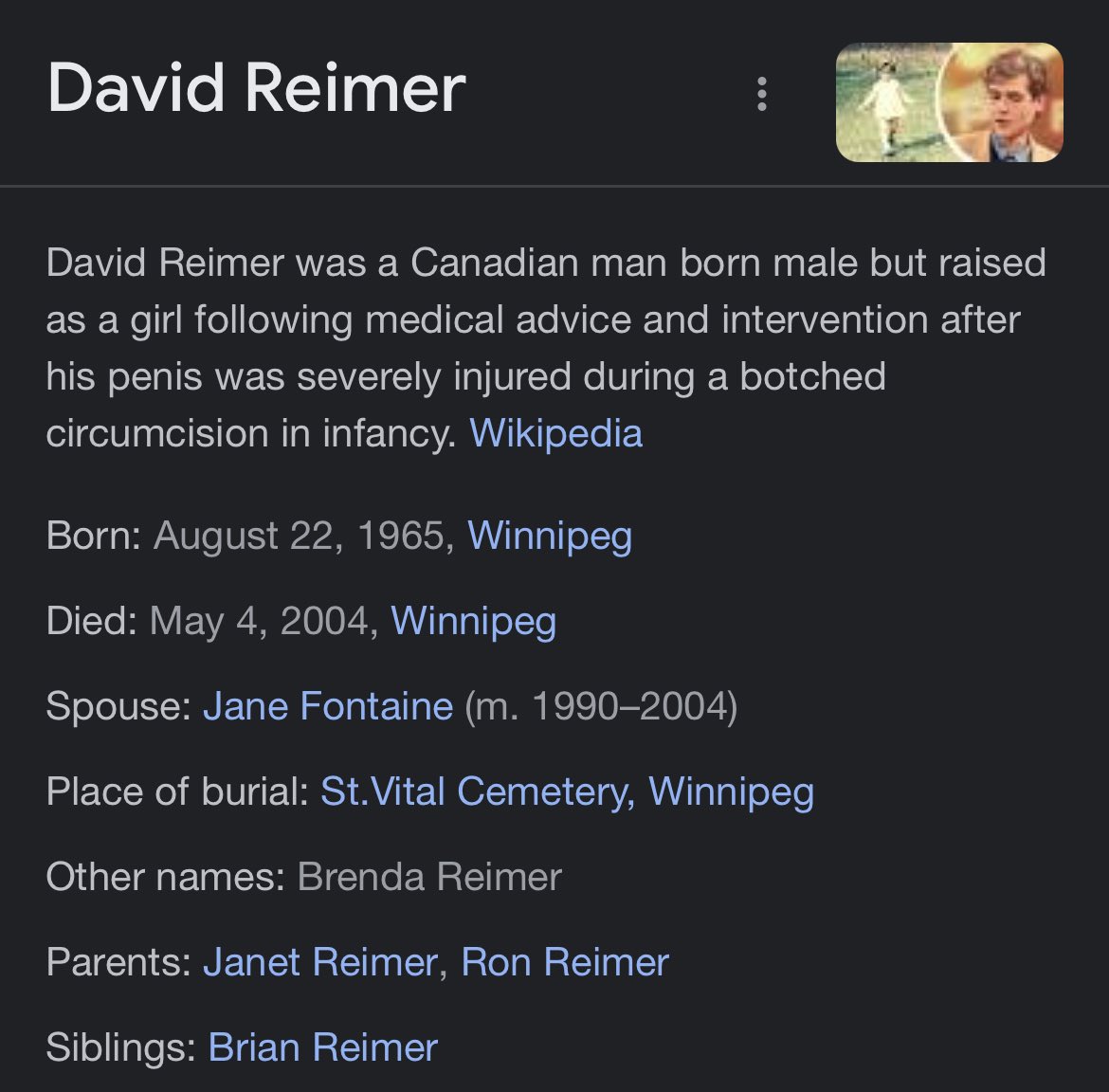 David Reimer Circumcision