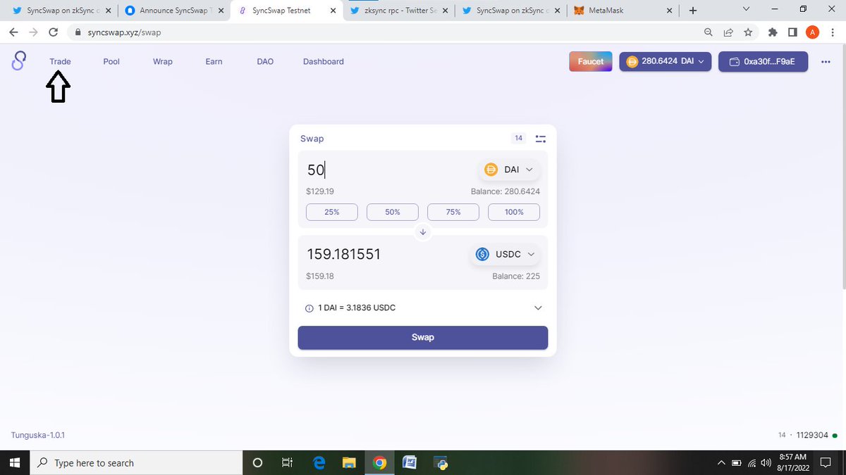 A complete tutorial on How to go about the @syncswap Testnet A Thread 🧵 ...
