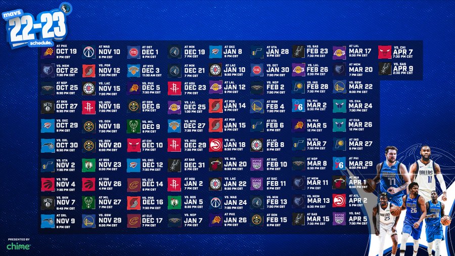 Dallas Mavericks Printable Schedule For 2023 2024 - PELAJARAN Dallas Mavericks Printable Schedule For 2023 2024 - PELAJARAN