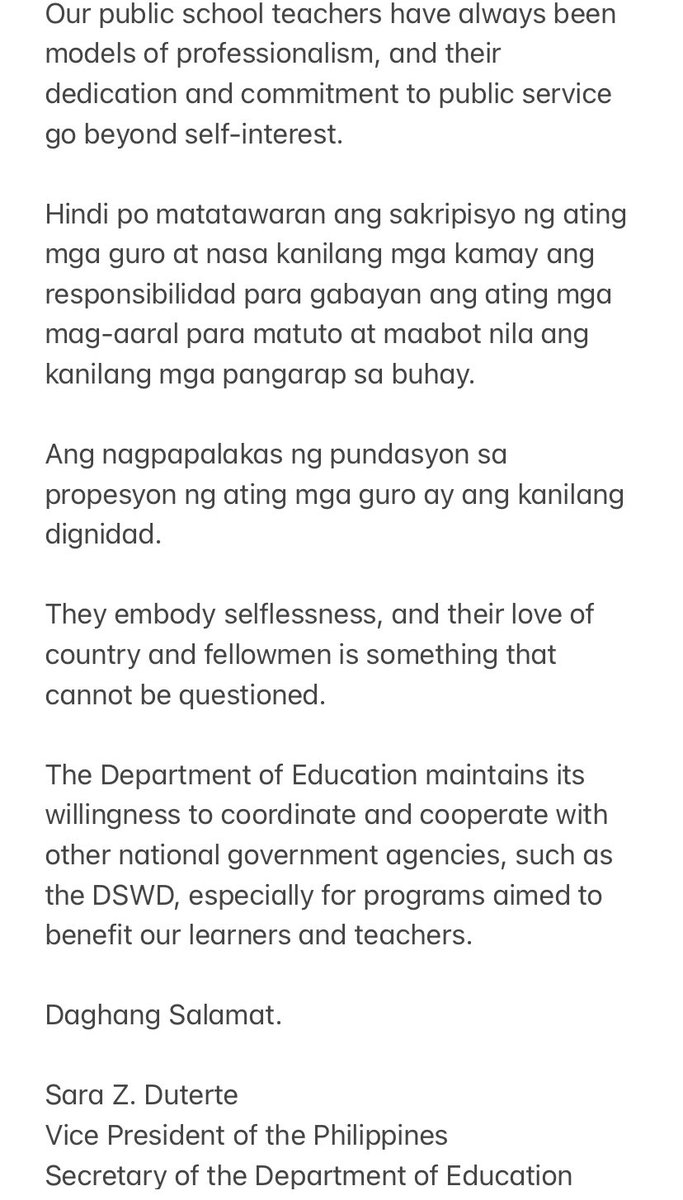 Vice Pres. and DepEd Sec. Sara Duterte underscores the value and ...